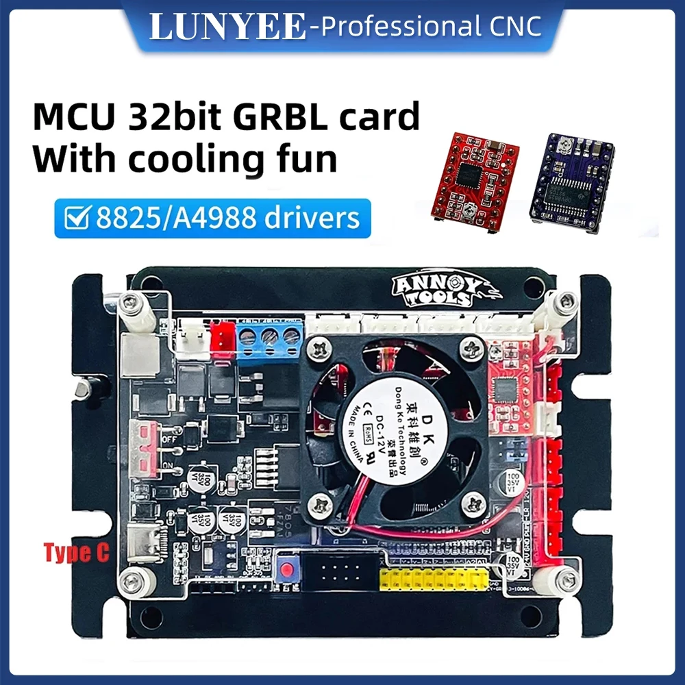LUNYEE 32-Bit Motherboard GRBL 1.1 Type C Port CNC Engraving Machine ...