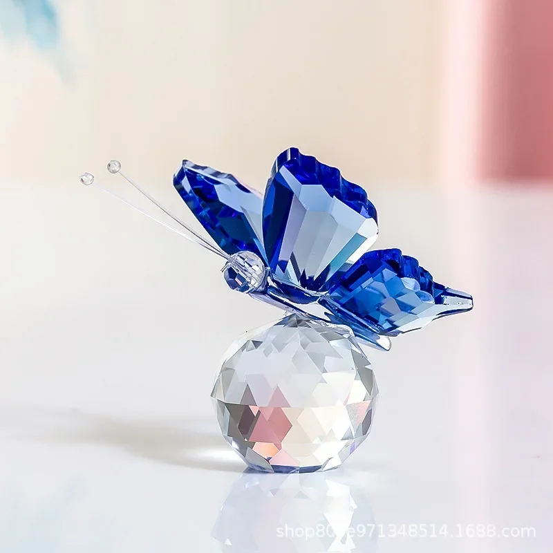 Crystal Butterfly Figurine Animal Ornaments Crafts Glass Paperweight ...