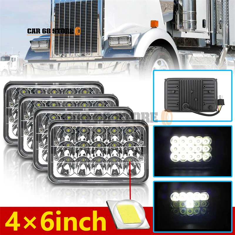 1 Pcs 4x6 inch 75W Car Led Headlights Hi-Lo Sealed Beam Long Life ...