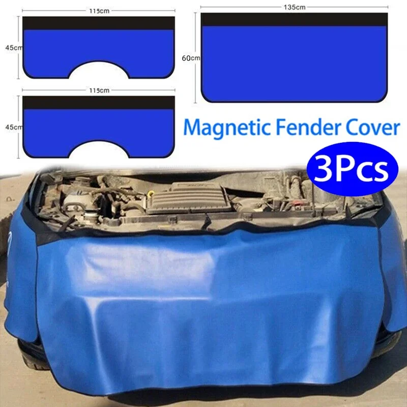 3PCS Universal Car Magnetic Leather Fender Cover Foldable Car Repairing ...