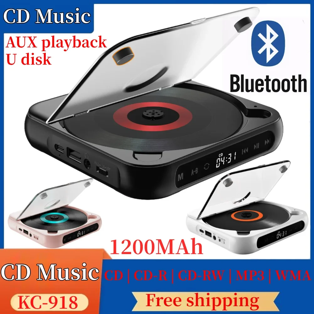 Portable-CD-Player-Bluetooth-Speaker-Stereo-HiFi-Music-Discs-Player-CD ...
