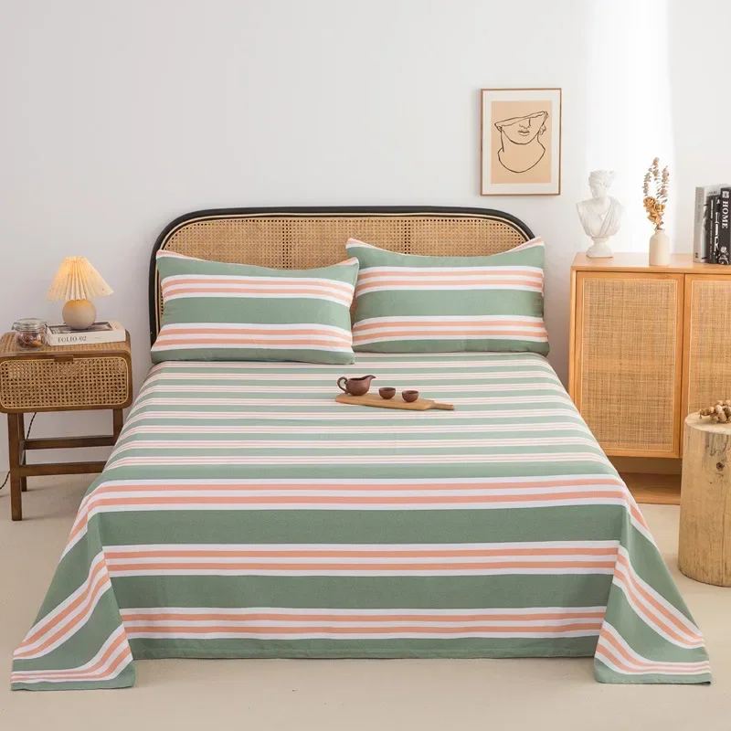 Soft-100-Cotton-Coarse-Cloth-Bed-Sheet-Thick-Sleep-Naked-Single-Double ...