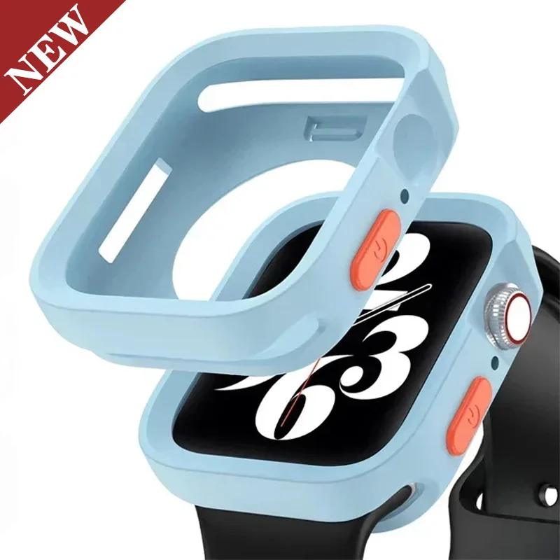 Silicone-Case-For-Apple-Watch-45mm-41mm-44mm-40mm-TPU-Screen-Protector ...