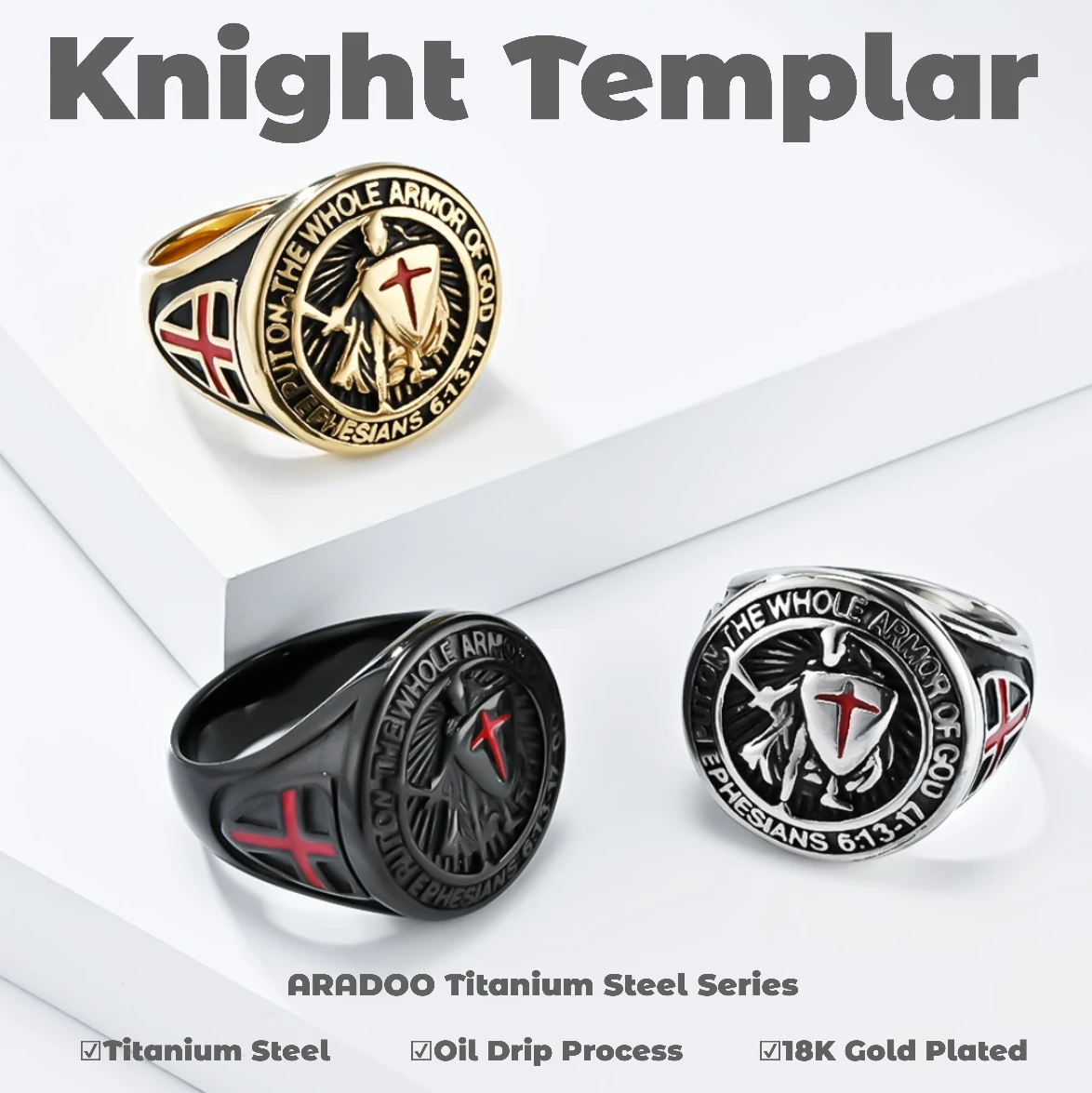 ARADOO-Personalized-Luxury-Knight-Templar-Titanium-Steel-Oil-Drip-Ring ...
