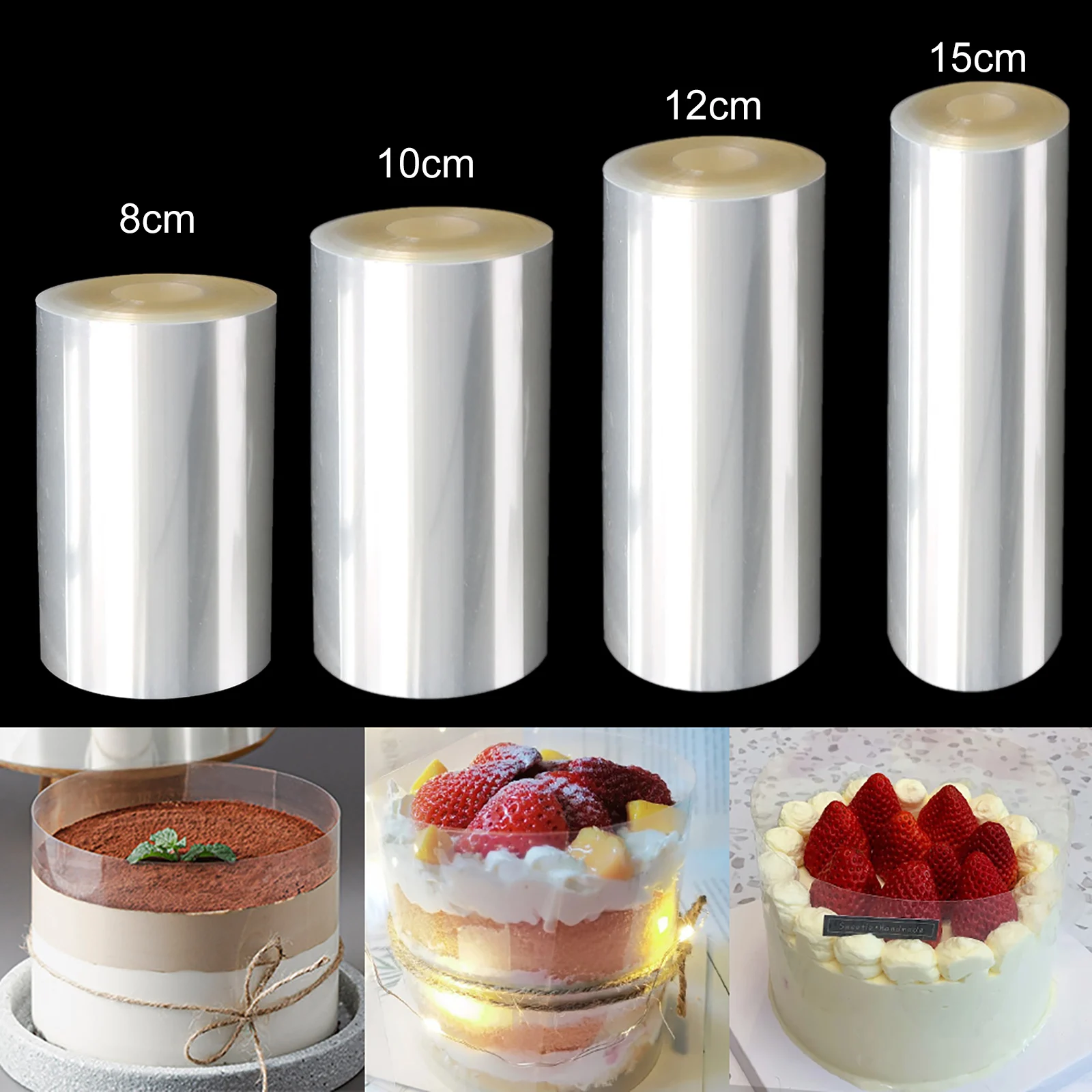 8-15cm-Cake-Decorating-Collars-Replacement-Acetate-Rolls-Transparent ...