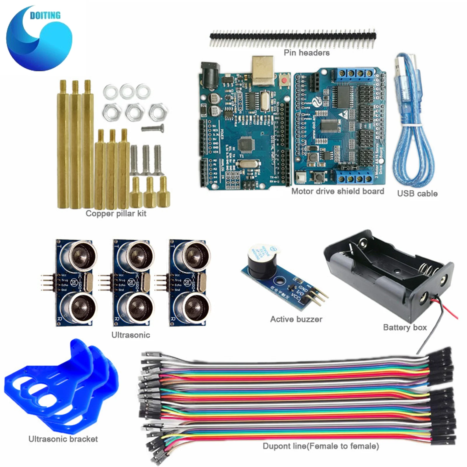 Obstacle Avoidance Kit for Robot Tank Car Chassis with Arduino UNO R3 ...