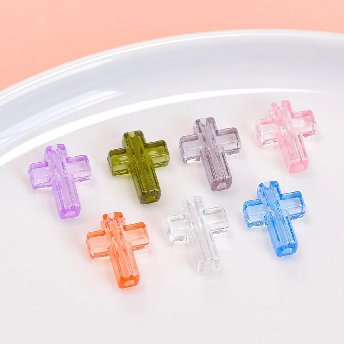 Wholesale-sale-Blue-green-transparent-cross-charm-shaped-beads-for-DIY ...