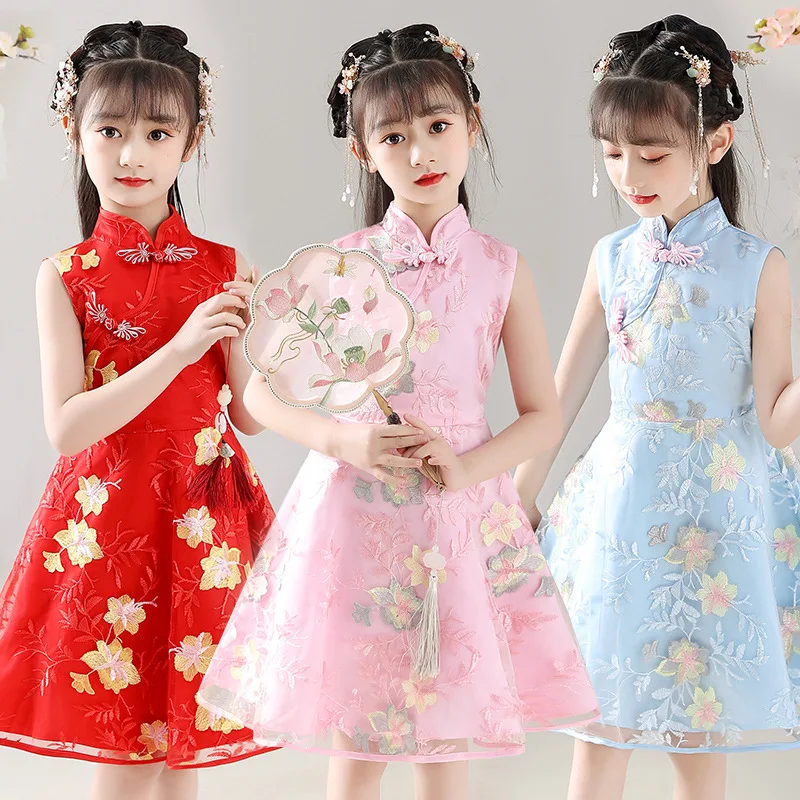 Four Seasons Dress Chinese Vintage Embroidery Cheongsam Dresses Party ...