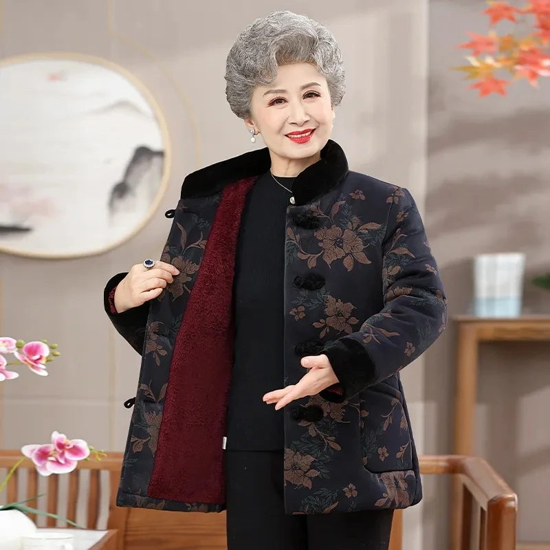 Elderly People Thicken Cotton Padded Jacket Winter Coat Middle-aged ...