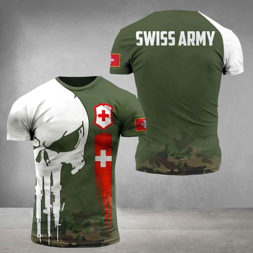 SCHWEIZ Armee männer T Shirt Sommer Rundhals Kurzarm Schweizer Veterans ...