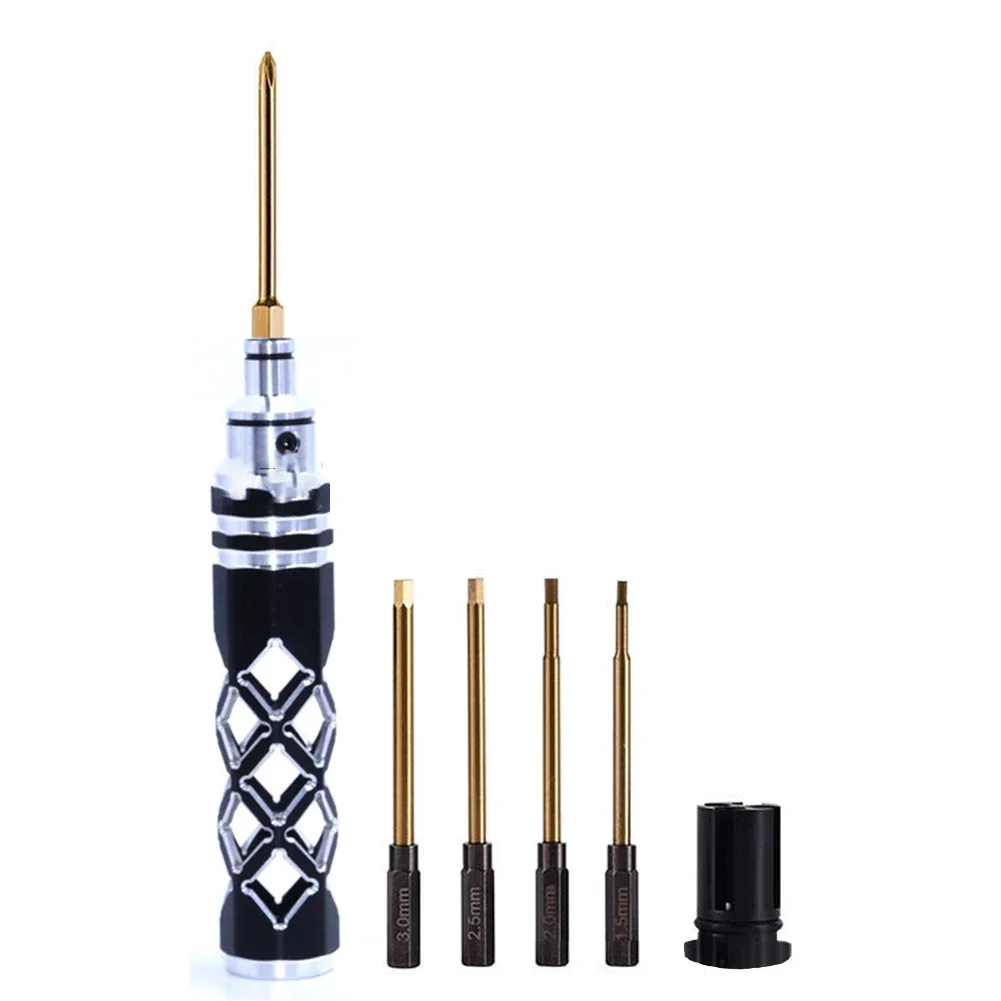 1set 5-in-1 Hex Cross Screwdriver Set 1.5/2.0/2.5/3.0mm Titanium Blade ...