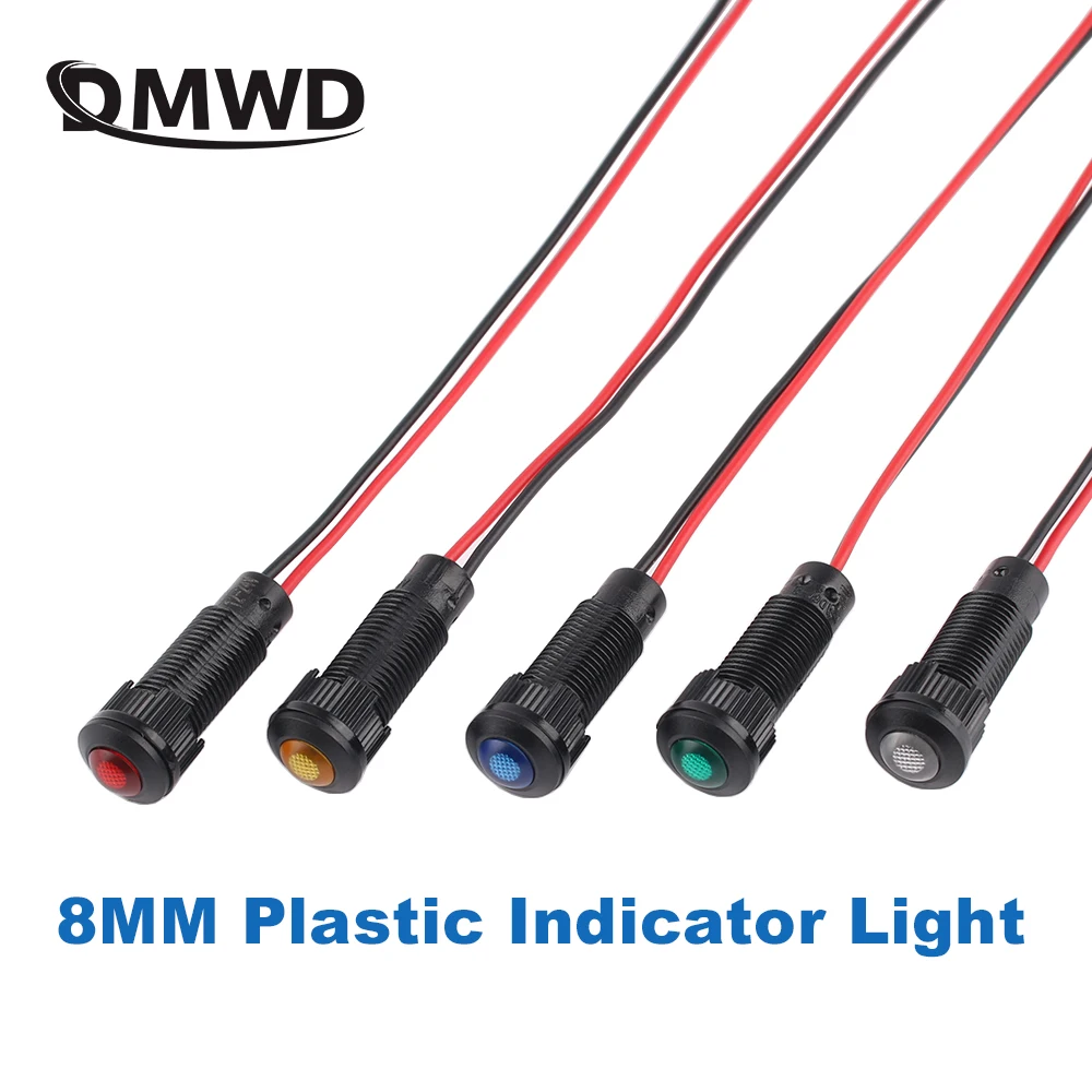 8mm Plastic LED Indicator Signal Light Switch 3-6V 12-24V 110-220V Red ...