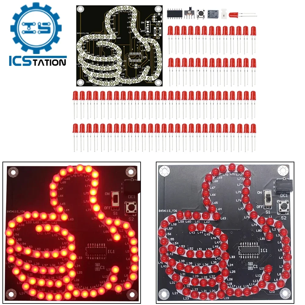 DIY-Electronic-Kit-81-LED-Thumb-Sign-Flashing-Light-Board-Loop-Flowing ...