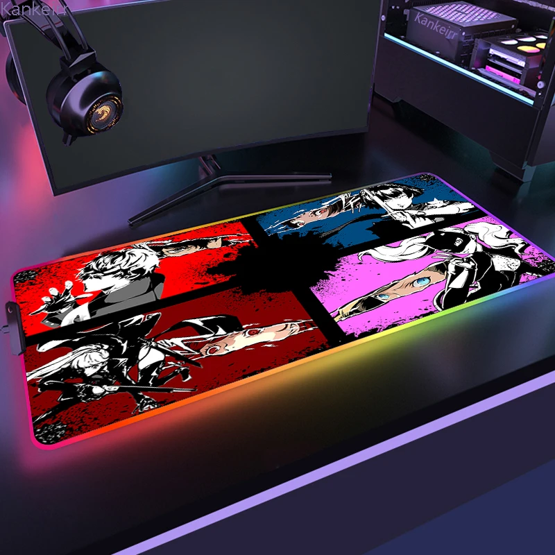 Rgb Gamer Cabinet Persona 5 Backlight Deskmat Led Cool Mousepad 900x400 ...