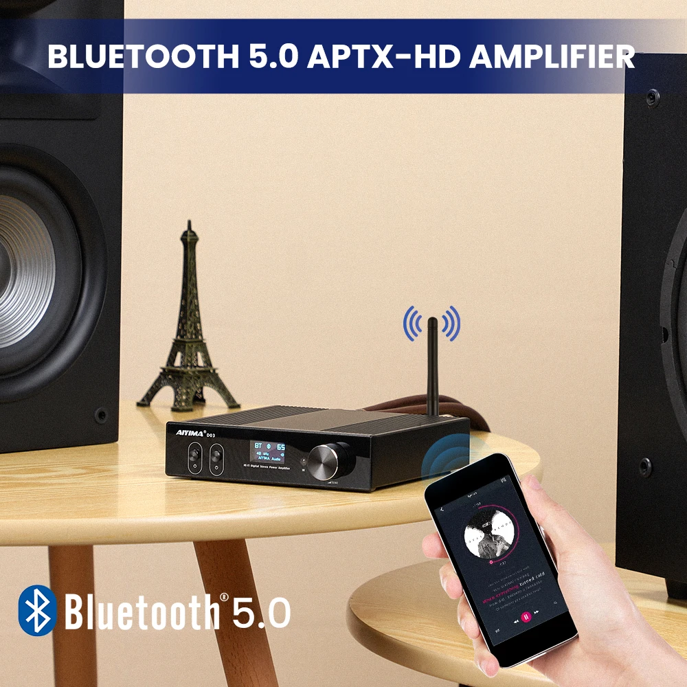 AIYIMA D05 블루투스 5.0 파워 앰프 120w x 2 사운드 Amplificador 서브 우퍼 앰프 USB, DAC, OLED, APTX 2.1, 홈 시어터|앰프 ...