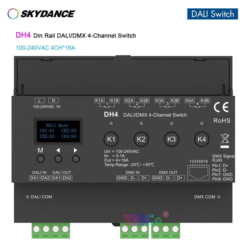 Skydance AC DALI Switch & Dimmer DH 2CH DH1 1CH DALI Relay Unit /DH4 ...