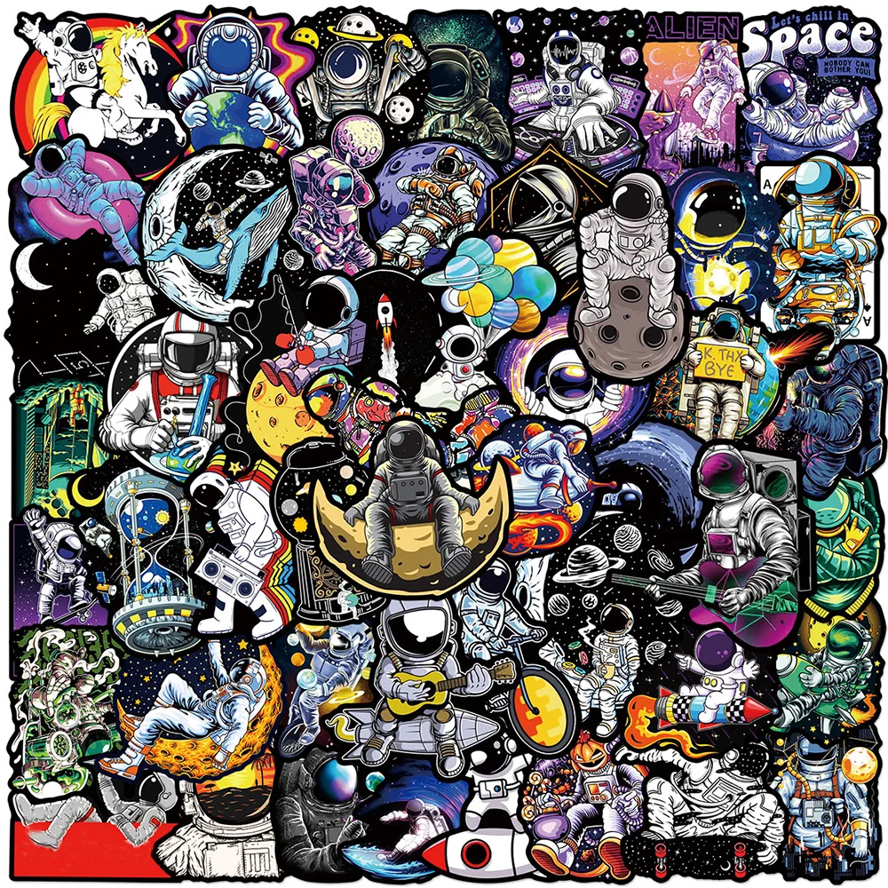 10/30/50pcs Outer Space Astronaut Graffiti Stickers Cute Cartoon Decals ...