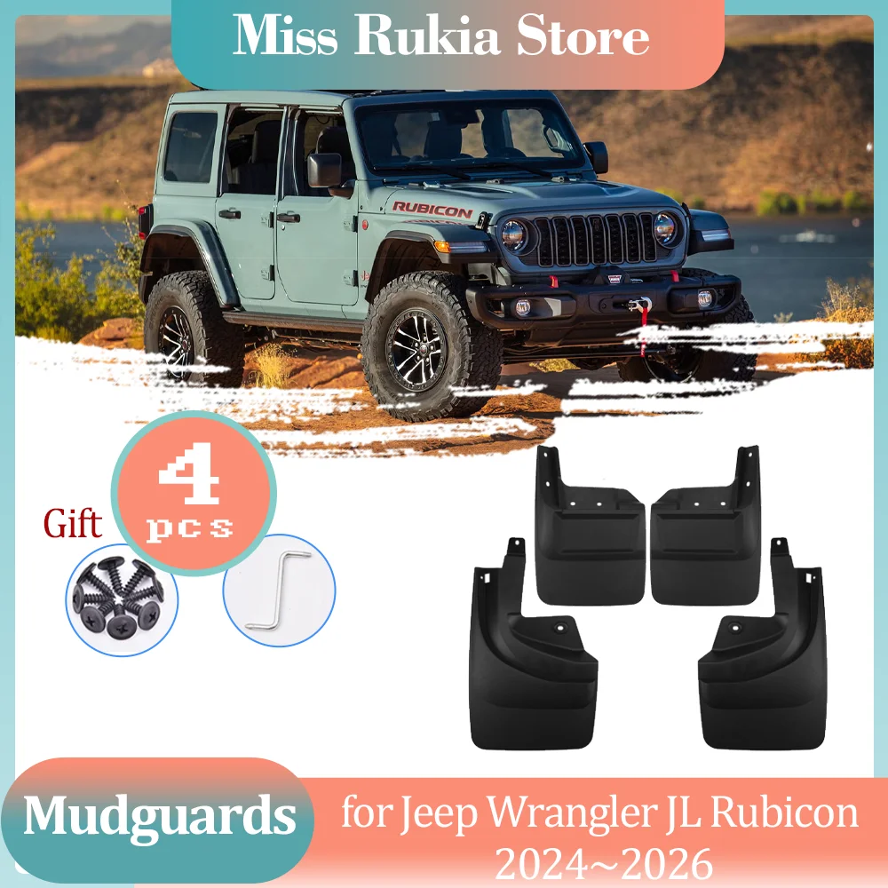 Car Mud Flaps for Jeep Wrangler JL Rubicon 2024~2026 Mudguards Splash ...