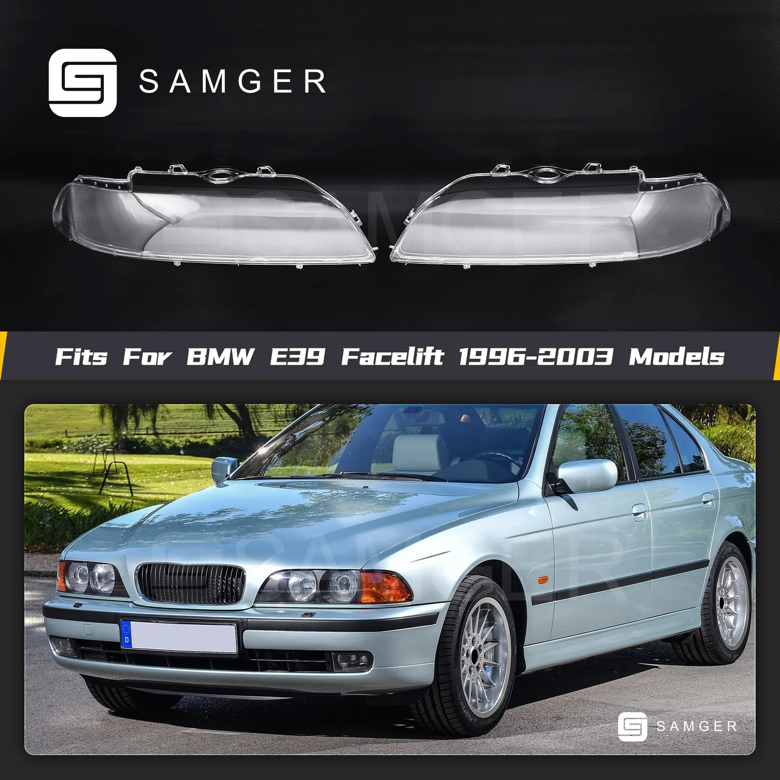 2Pcs-Headlight-Clear-Lens-Cover-For-BMW-5-Series-E39-Facelift-1996-2003 ...