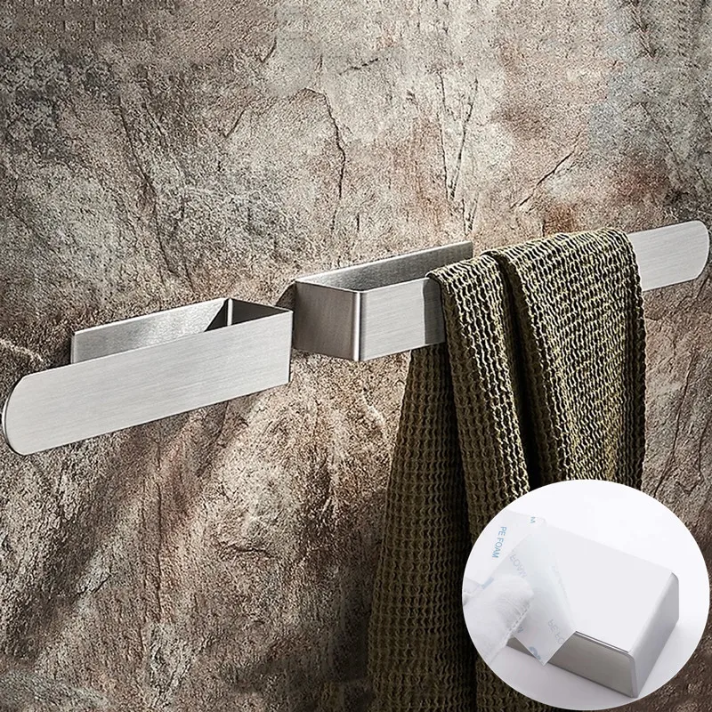 Non-Drilling-Stainless-Steel-Bathroom-Towel-Rack-Towel-Holder-Sticker ...