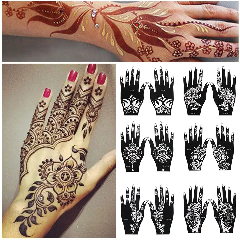 2-Pcs-Hot-Sale-Wedding-Tool-Makeup-Beauty-Tattoo-Stencils-DIY-Body-Art ...