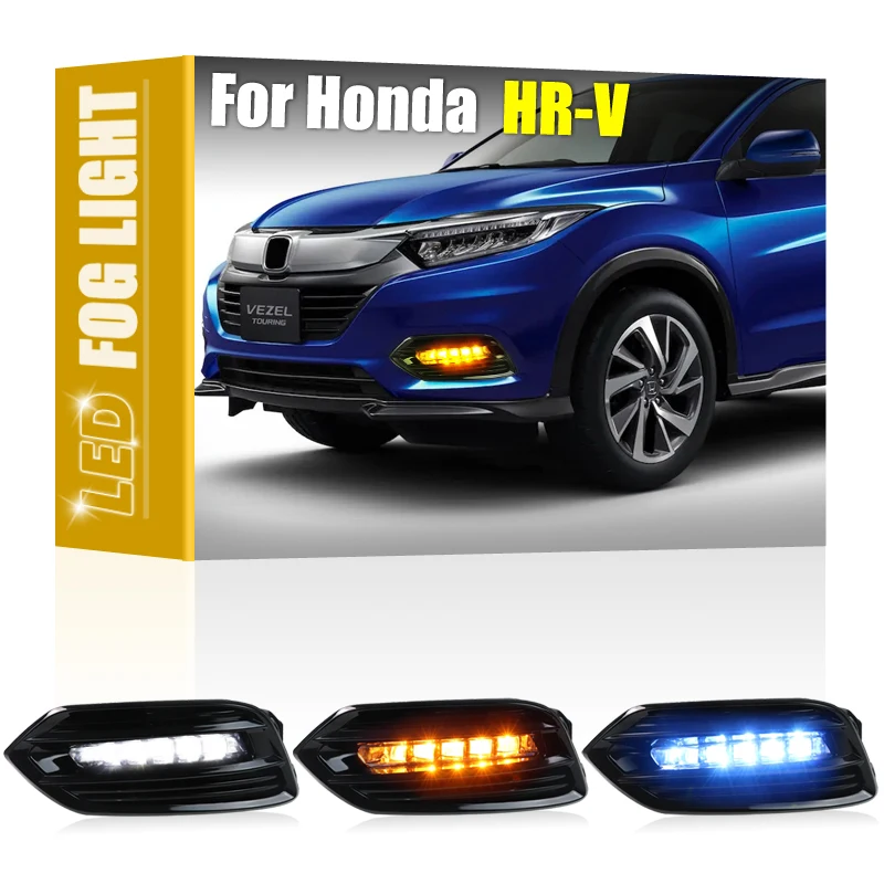 2Pcs-Front-LED-Fog-Lamp-Assembly-White-DRL-Amber-Turn-Signal-Blue-Night ...