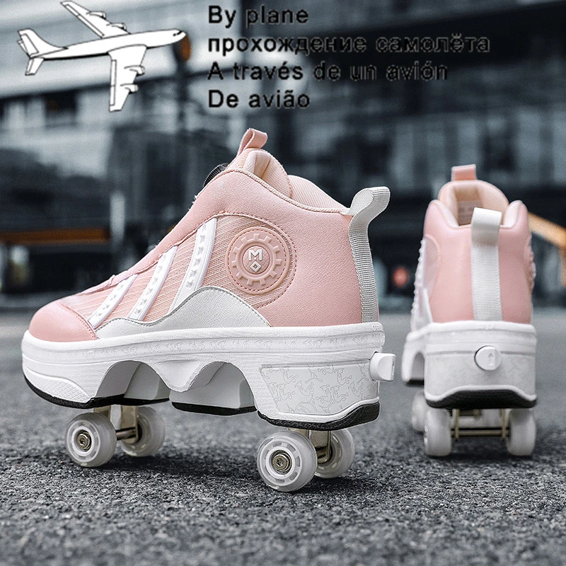 Deformation Shoes Double Row Double Wheel Casual Roller Shoes Automatic ...