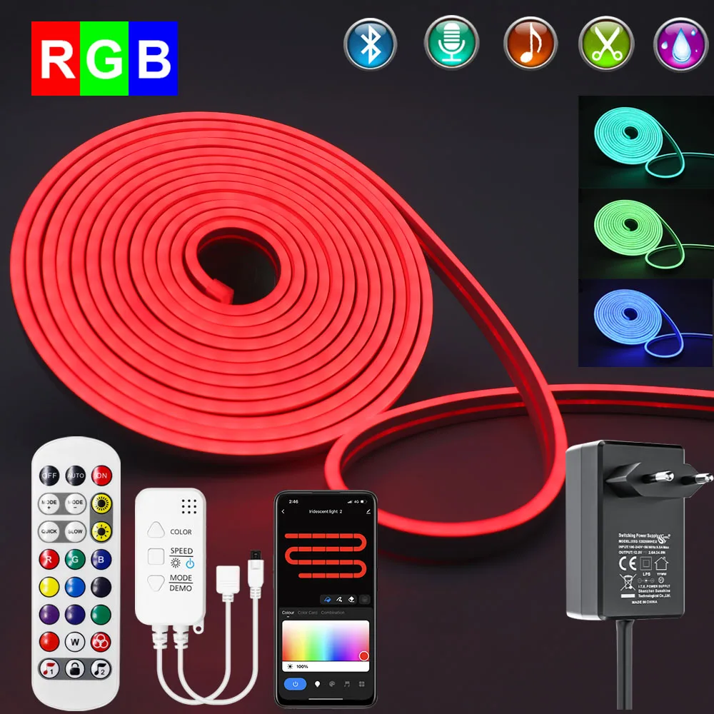 RGB-Neon-Lights-72-96LEDs-M-Silicone-Gel-Flexible-Led-Strip-Light ...