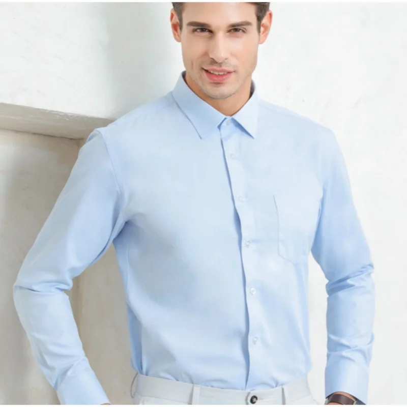 S-7XL Spring and Autumn men's long sleeve shirt free ironing business ...