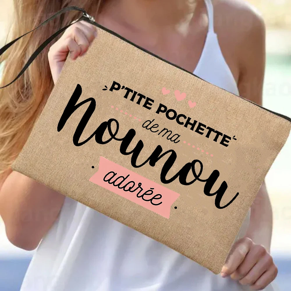 Nanny-Letter-Printed-Makeup-Bag-Linen-Zipper-Pouch-Travel-Toiletries ...