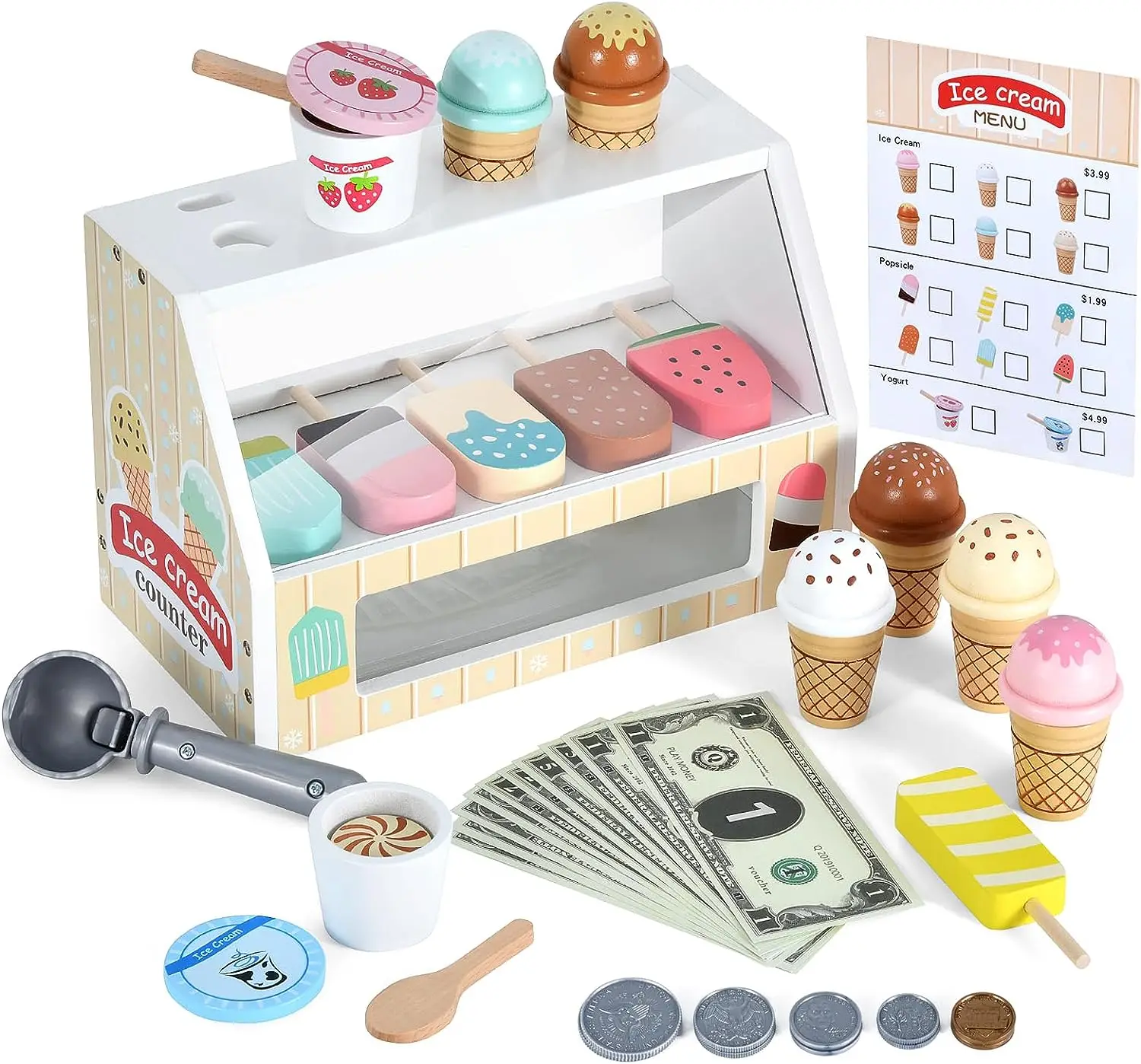 Wooden-Ice-Cream-Counter-Playset-for-Toddler-Toys-Montessori-Pretend ...