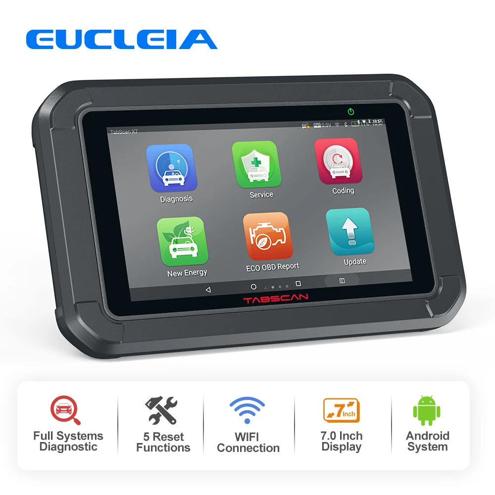EUCLEIA X7 OBD2 자동차 스캐너 전문 전체 시스템, ECU 코딩 활성 테스트 EPB SAS 오일 리셋 OBD 2 ...
