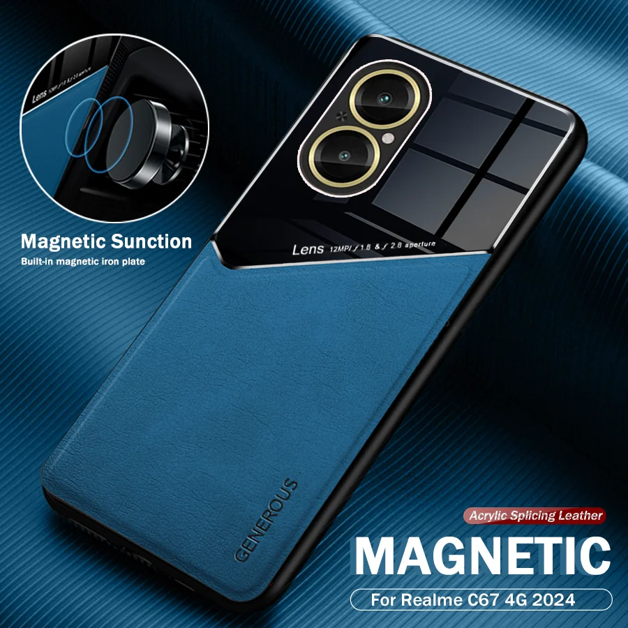 Realmy-Realmi-C67-4G-Case-Car-Magnetic-Holder-Leather-Cover-For-Realme ...