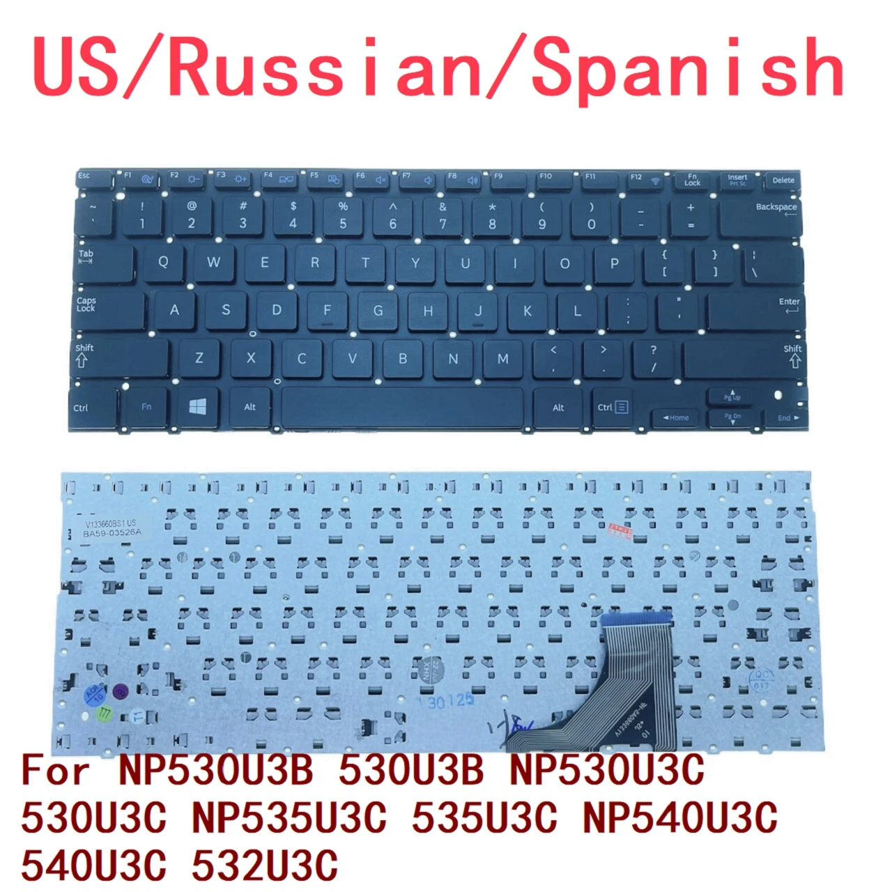 Teclado-para-Notebook-Russo-dos-EUA-Novo-Samsung-NP530U3B-530U3B ...