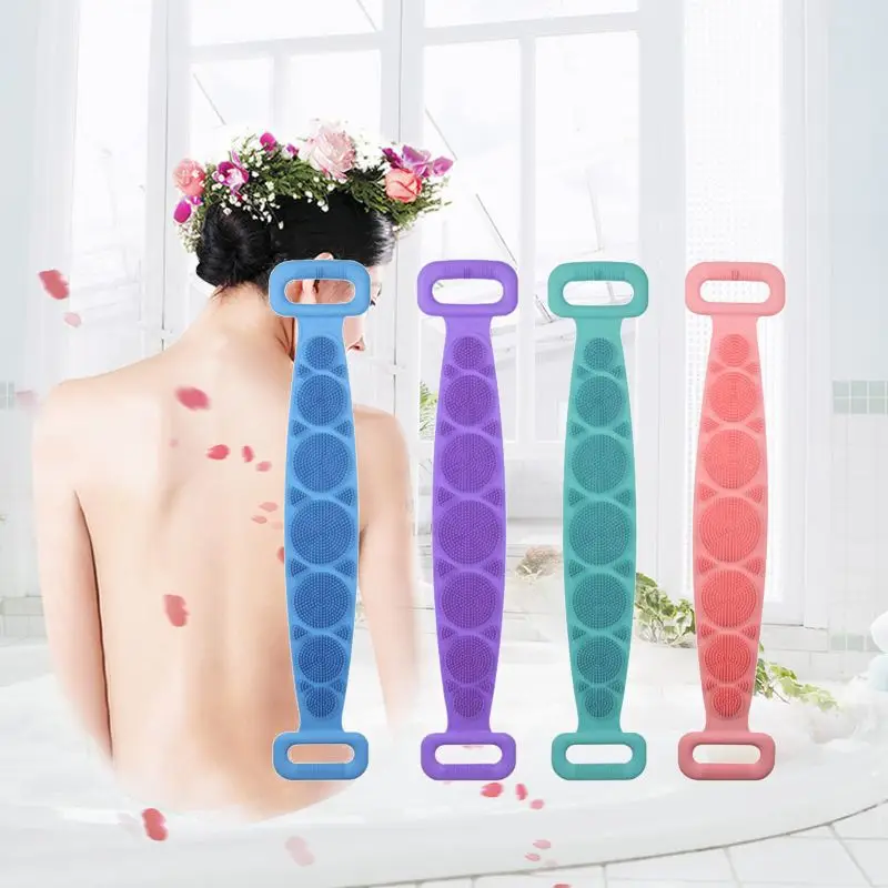 Silicone-Body-Scrubber-Shower-Brush-Bath-Exfoliating-Brush-Belt-Back ...