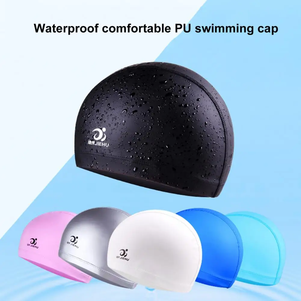 Swimming-Hat-Waterproof-Breathable-Faux-Leather-Coating-Elastic-Caps ...