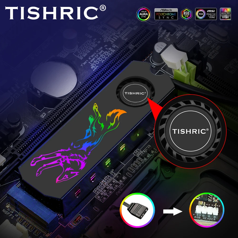 TISHRIC-radiador-ARGB-SSD-M2-con-ventilador-para-disco-duro-M-2-2280 ...