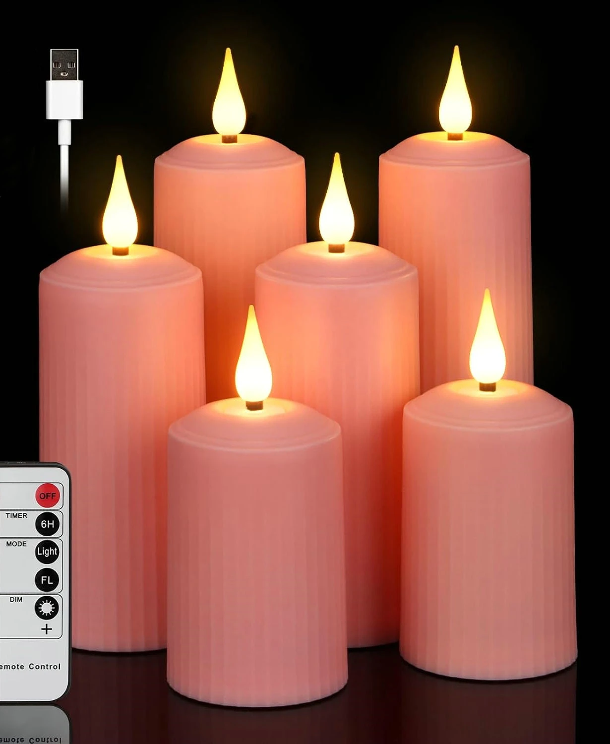Set-of-6-USB-Rechargeable-Remote-controlled-w-timer-led-Candle ...