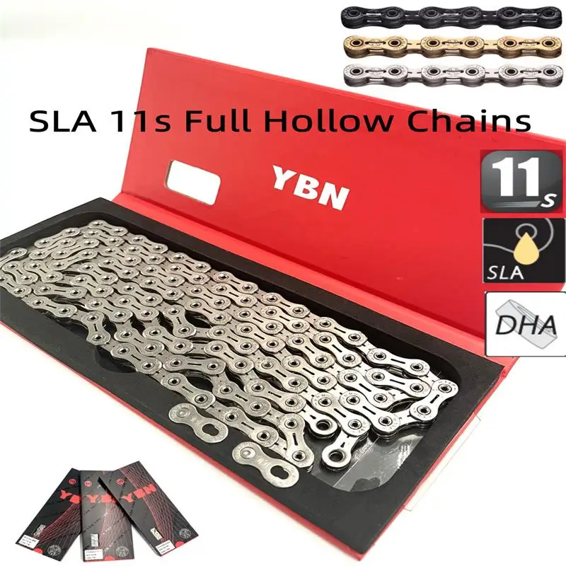 YBN-Bike-Chain-11-speed-SLA-Full-hollow-oil-slick-Titanium-coating-MTB ...