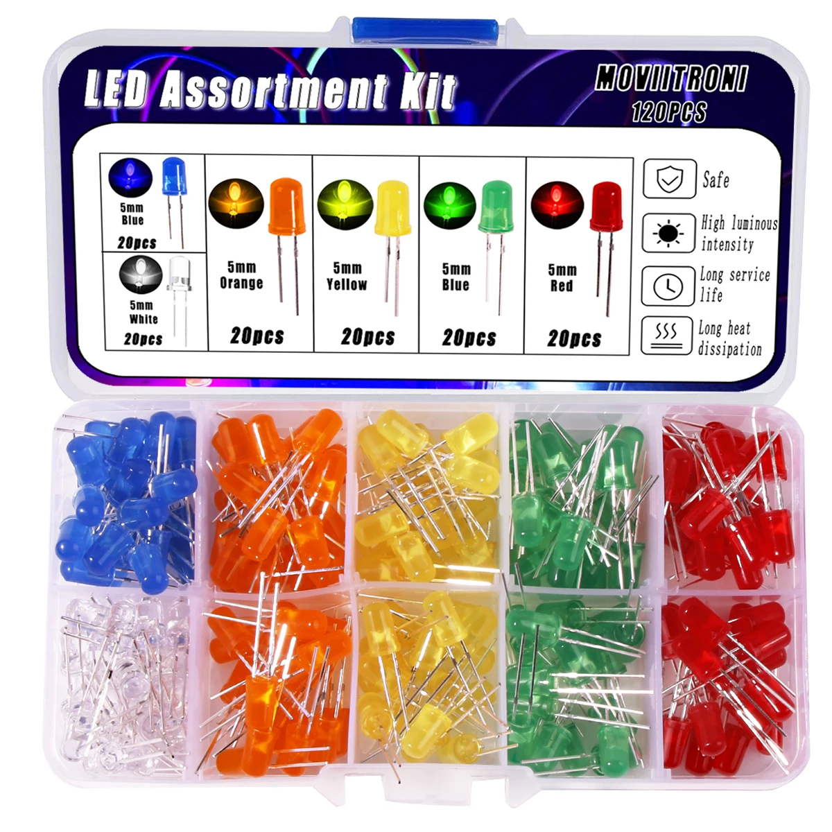 5mm-LED-Diodes-Assortment-Kit-Light-Emitting-Diodes-Flashing-F5-White ...