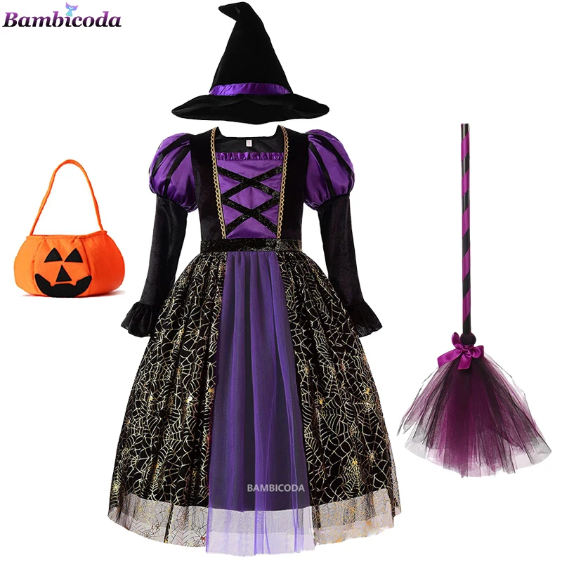 Halloween crianças meninas bruxa vestido de festa gótico fantasma traje ...