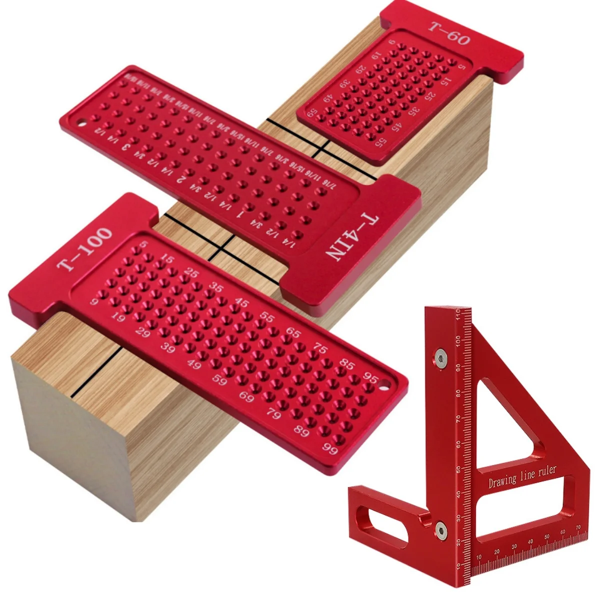 2Pcs-Woodworking-Scriber-Square-Protractor-Kit-Multi-Angle-Miter ...