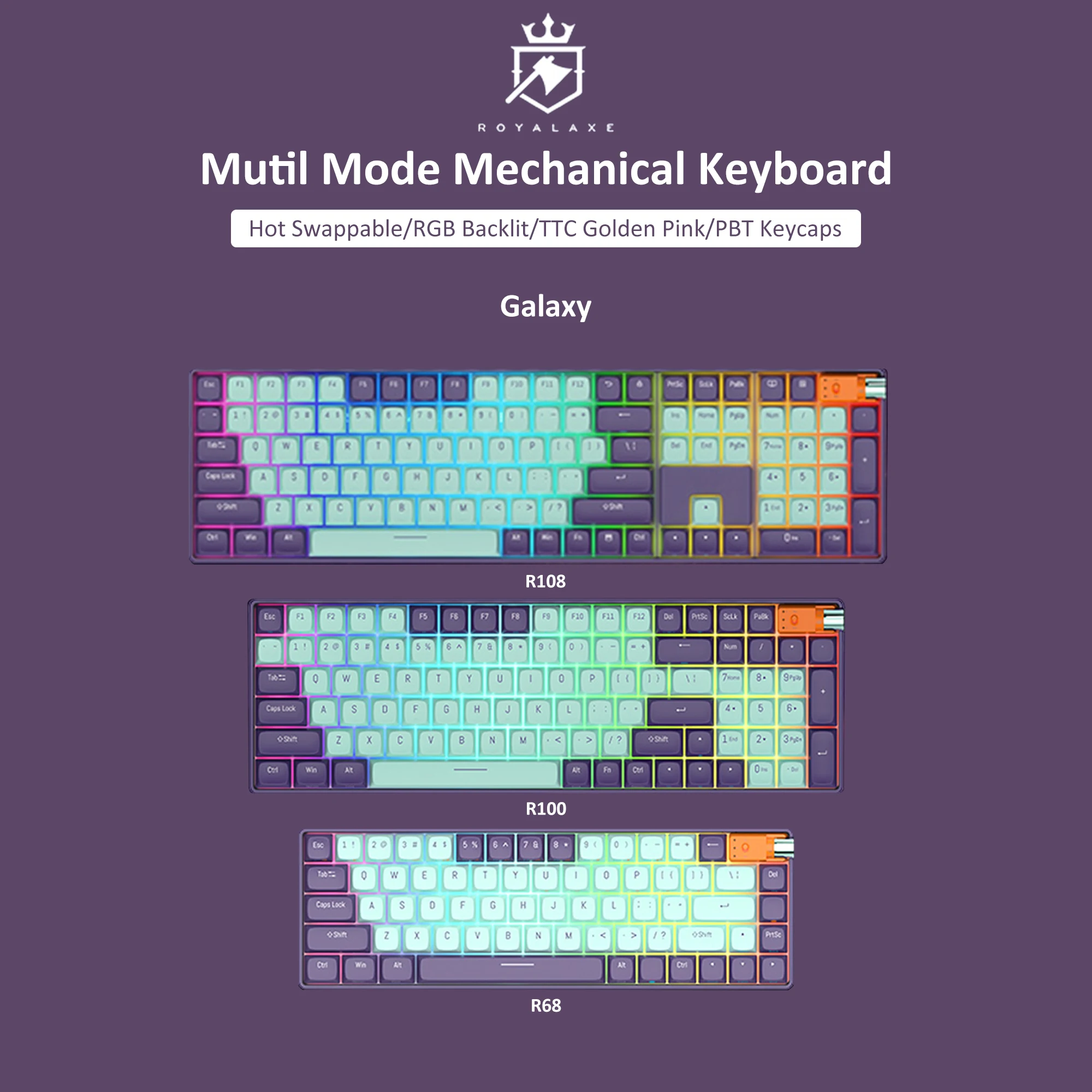Royal Axe Multi Mode Mechanical Keyboard Hot Swappable Socket TTC ...