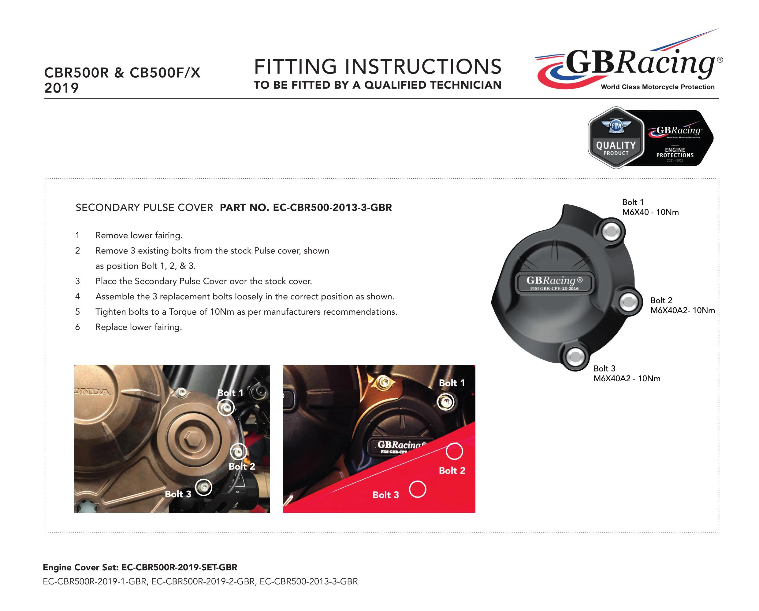 Motorcycles Engine Cover Protection Case Gb Racing For Honda Cbr500r ...