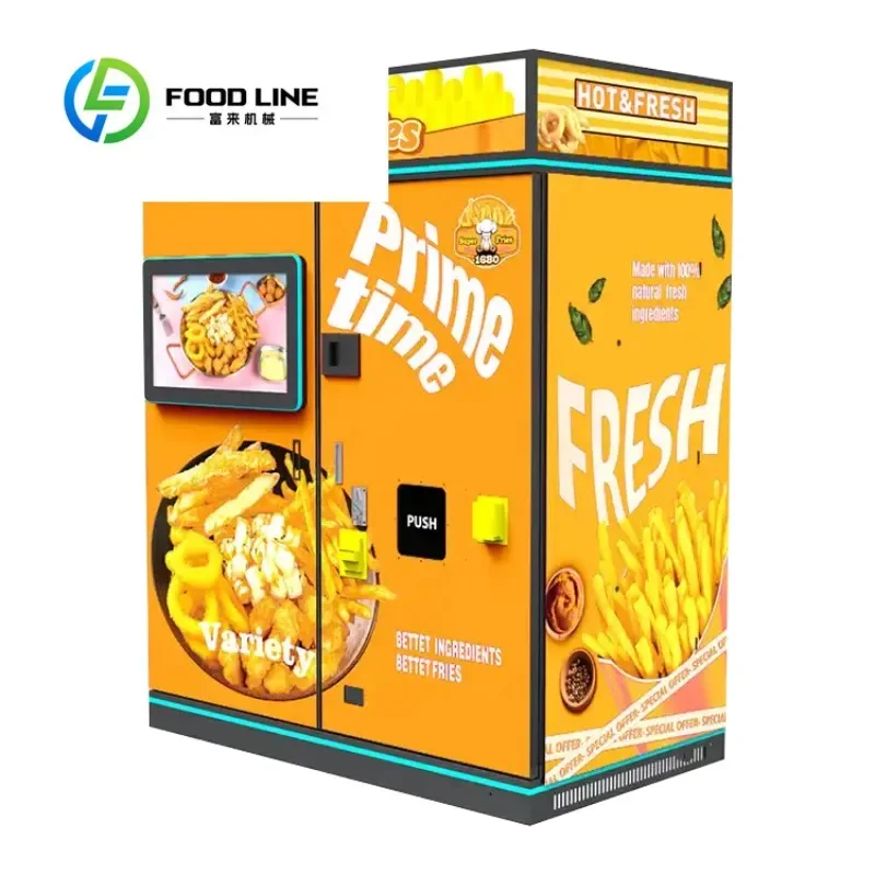 55 Inch Touch Screen Hot Fries Vending Machine Fully Automatic Robot ...