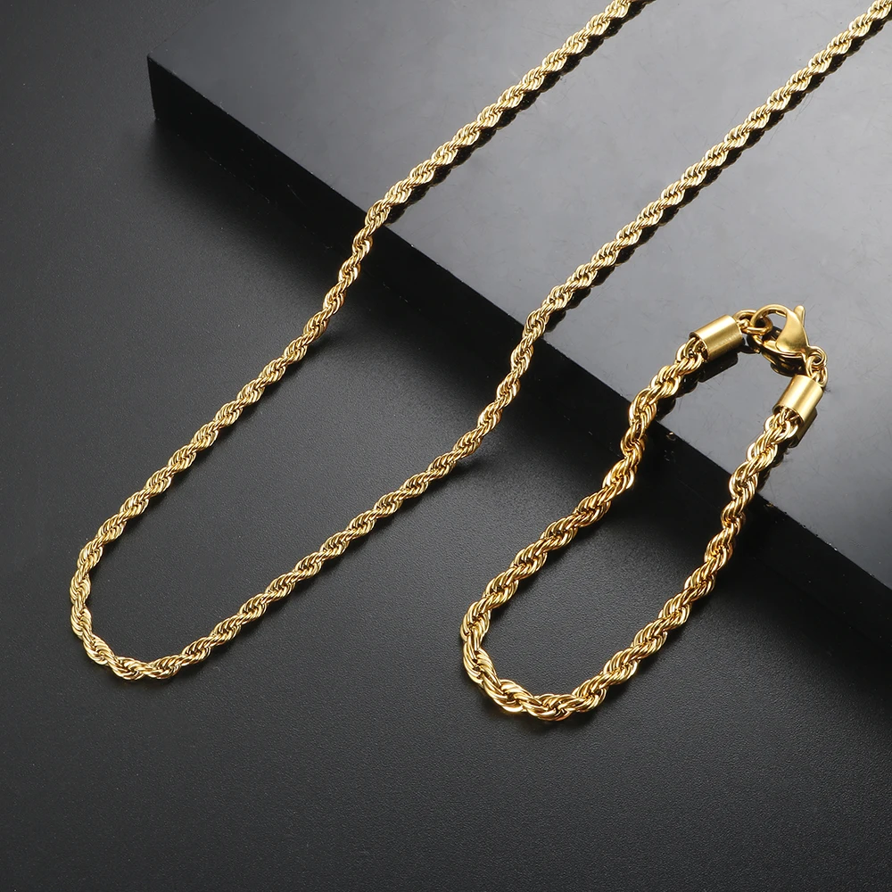 Hot-Sale-Twist-Chain-316L-Stainless-Steel-Jewelry-Set-Twisted-Rope ...