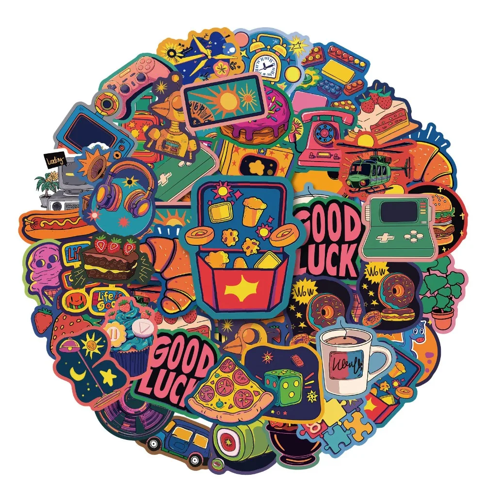 10-50PCS-Vintage-Game-Console-Stickers-Retro-Cartoon-Delicious-Food ...