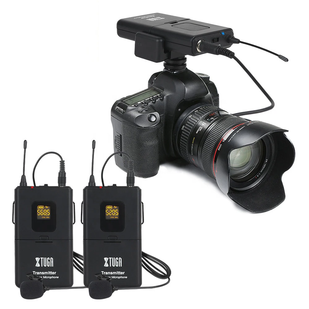 Wireless Lavalier Microphone System 60m Range for DSLR Camera Phone ...