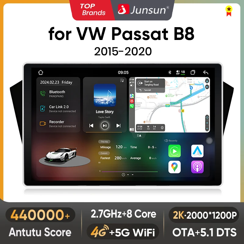 Junsun-V3-Plus-2K-Wireless-CarPlay-Android-Auto-Car-Intelligent-Systems-for-VW-Volkswagen-Passat ...
