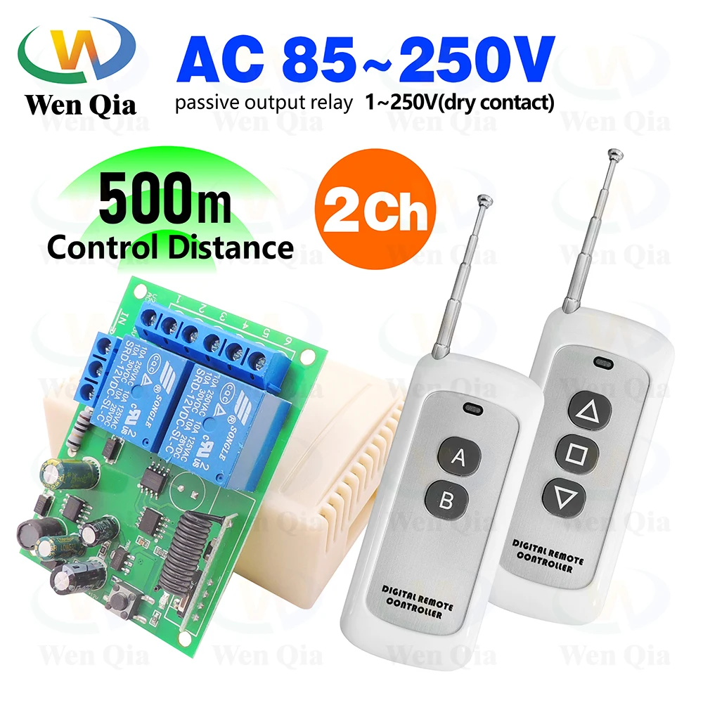 433MHz-110V-220V-Universal-Wireless-Remote-Control-Switch-2CH-Relay ...